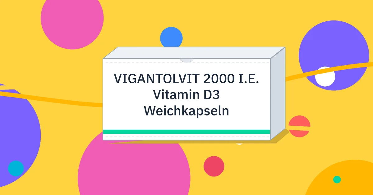 Symbolbild: Packung mit der Aufschrift VIGANTOLVIT 2000 I.E. Vitamin D3 Weichkapseln (PZN 12423869) – Verfügbarkeit und Bezug in Apotheken in Frankfurt am Main