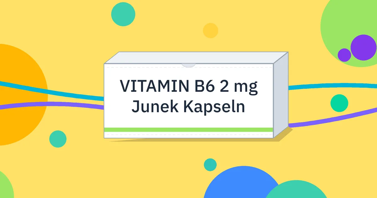 Symbolbild: Packung mit der Aufschrift VITAMIN B6 2 mg Junek Kapseln (PZN 10052860) – Verfügbarkeit und Bezug in Apotheken in Frankfurt am Main