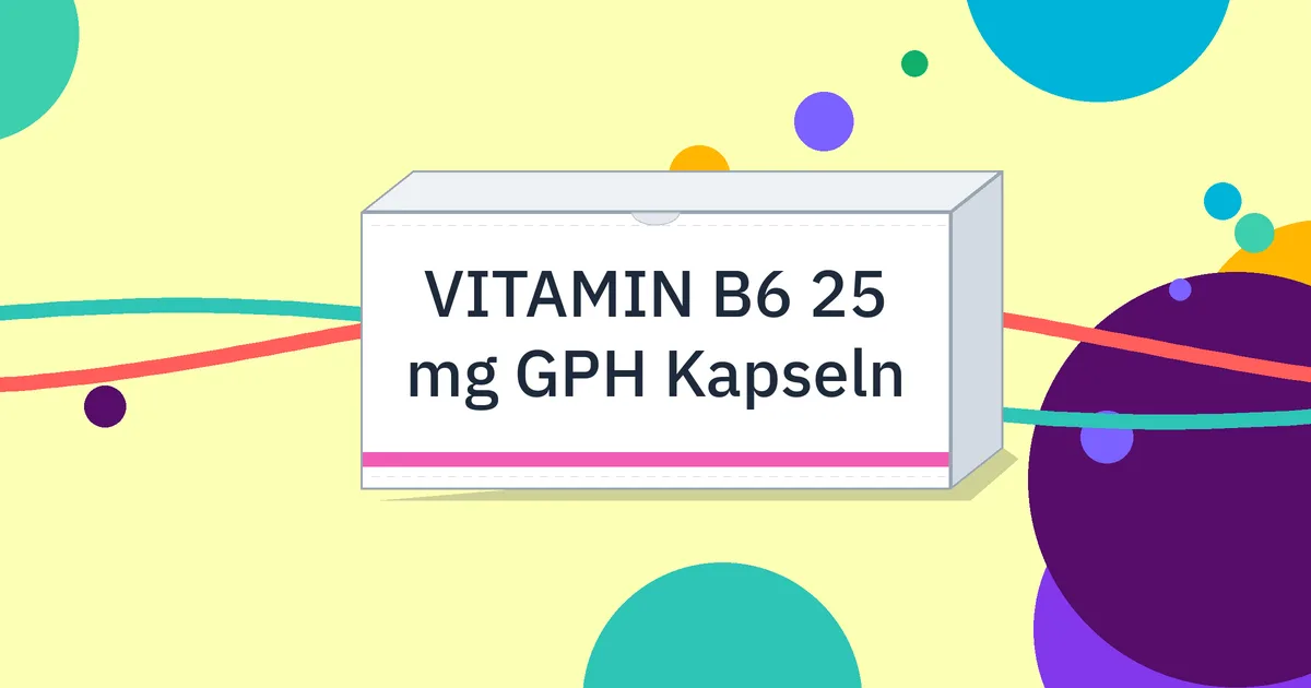 Symbolbild: Packung mit der Aufschrift VITAMIN B6 25 mg GPH Kapseln (PZN 14364711) – Verfügbarkeit und Bezug in Apotheken in Frankfurt am Main