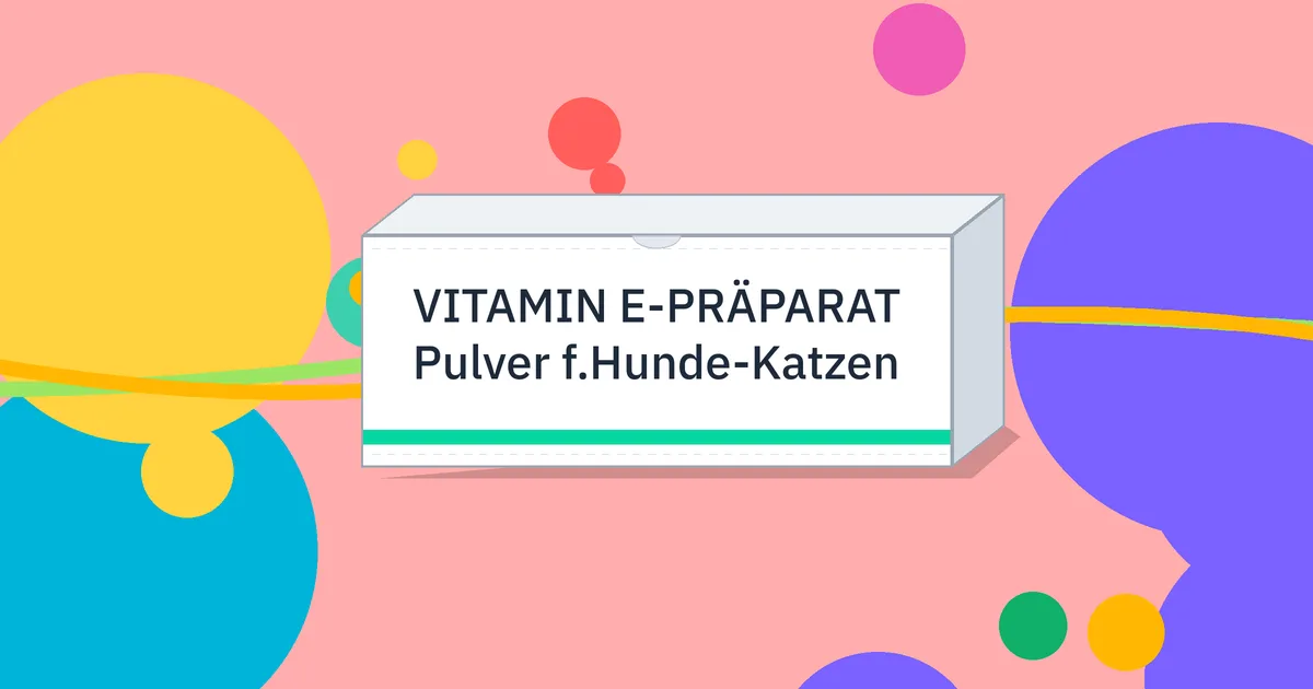 Symbolbild: Packung mit der Aufschrift VITAMIN E-PRÄPARAT Pulver f.Hunde-Katzen (PZN 17397361) – Verfügbarkeit und Bezug in Apotheken in Frankfurt am Main