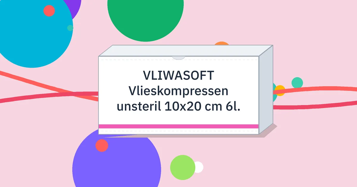 Symbolbild: Packung mit der Aufschrift VLIWASOFT Vlieskompressen unsteril 10x20 cm 6l. (PZN 15431591) – Verfügbarkeit und Bezug in Apotheken in Frankfurt am Main