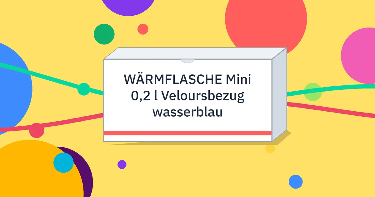 Symbolbild: Packung mit der Aufschrift WÄRMFLASCHE Mini 0,2 l Veloursbezug wasserblau (PZN 18251004) – Verfügbarkeit und Bezug in Apotheken in Frankfurt am Main