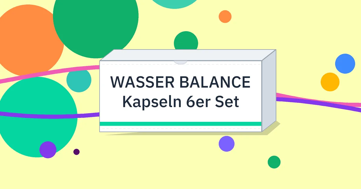 Symbolbild: Packung mit der Aufschrift WASSER BALANCE Kapseln 6er Set (PZN 20098567) – Verfügbarkeit und Bezug in Apotheken in Frankfurt am Main