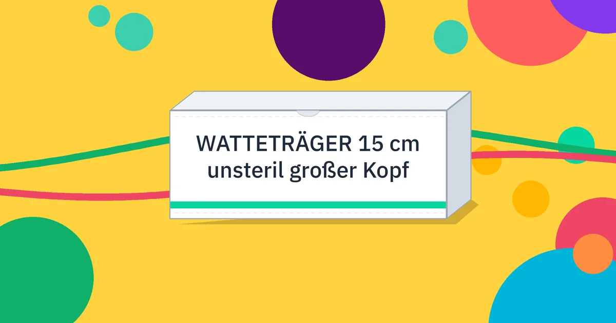Symbolbild: Packung mit der Aufschrift WATTETRÄGER 15 cm unsteril großer Kopf (PZN 01363762) – Verfügbarkeit und Bezug in Apotheken in Frankfurt am Main
