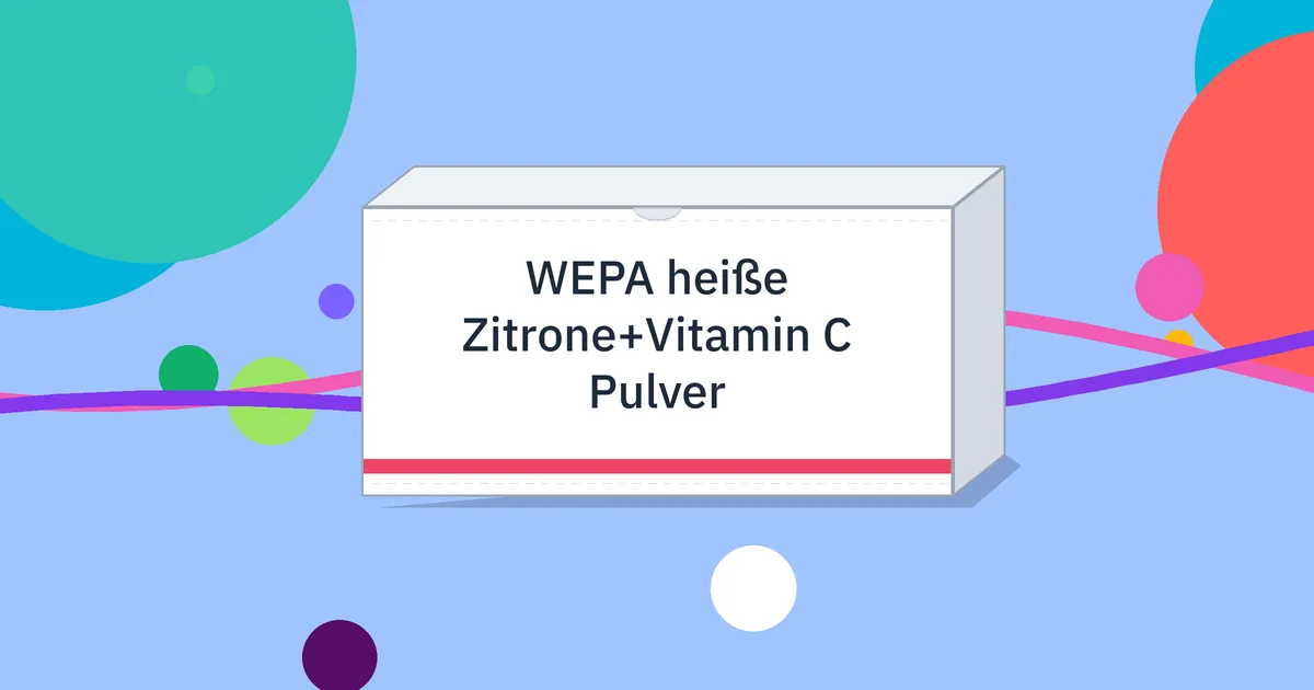 Symbolbild: Packung mit der Aufschrift WEPA heiße Zitrone+Vitamin C Pulver (PZN 18336953) – Verfügbarkeit und Bezug in Apotheken in Frankfurt am Main
