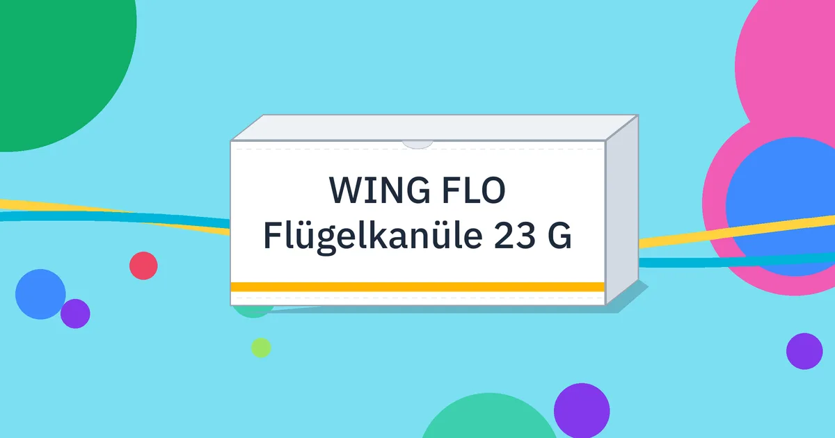 Symbolbild: Packung mit der Aufschrift WING FLO Flügelkanüle 23 G (PZN 01902006) – Verfügbarkeit und Bezug in Apotheken in Frankfurt am Main