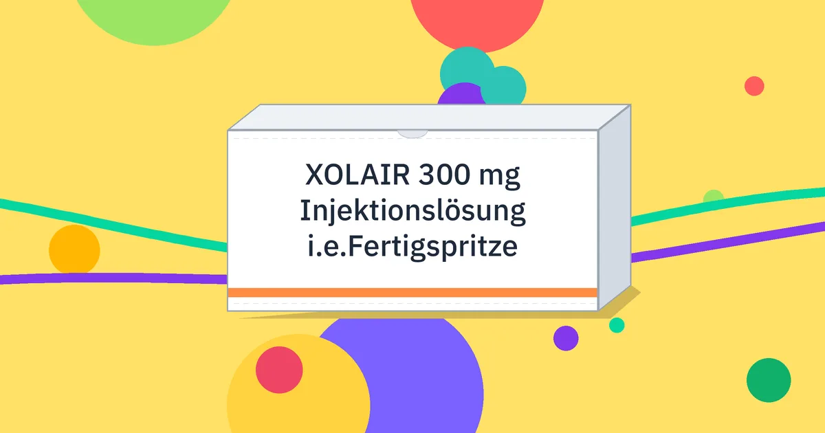Symbolbild: Packung mit der Aufschrift XOLAIR 300 mg Injektionslösung i.e.Fertigspritze (PZN 19952111) – Verfügbarkeit und Bezug in Apotheken in Frankfurt am Main