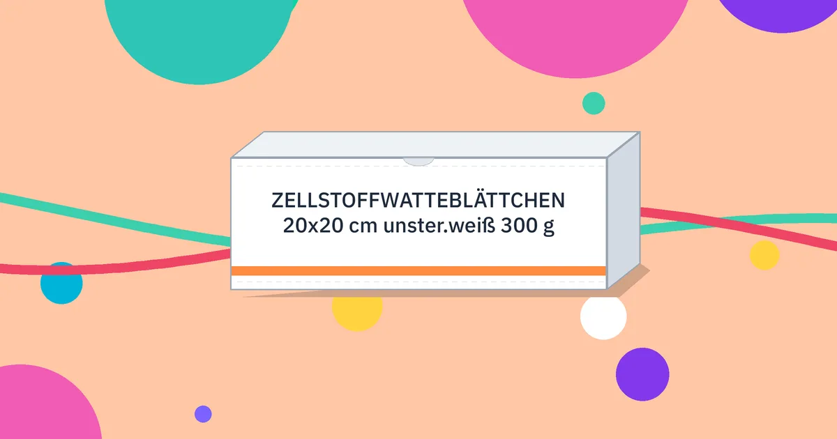 Symbolbild: Packung mit der Aufschrift ZELLSTOFFWATTEBLÄTTCHEN 20x20 cm unster.weiß 300 g (PZN 13655576) – Verfügbarkeit und Bezug in Apotheken in Frankfurt am Main