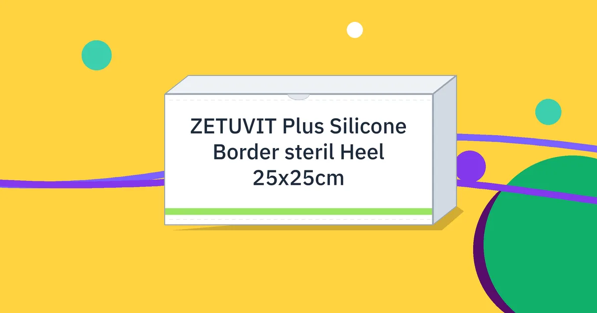 Symbolbild: Packung mit der Aufschrift ZETUVIT Plus Silicone Border steril Heel 25x25cm (PZN 20120456) – Verfügbarkeit und Bezug in Apotheken in Frankfurt am Main