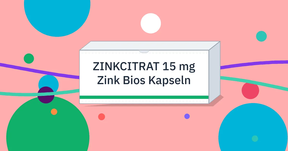 Symbolbild: Packung mit der Aufschrift ZINKCITRAT 15 mg Zink Bios Kapseln (PZN 20284040) – Verfügbarkeit und Bezug in Apotheken in Frankfurt am Main