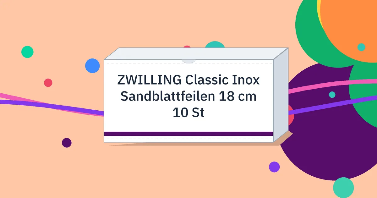 Symbolbild: Packung mit der Aufschrift ZWILLING Classic Inox Sandblattfeilen 18 cm 10 St (PZN 15824505) – Verfügbarkeit und Bezug in Apotheken in Frankfurt am Main