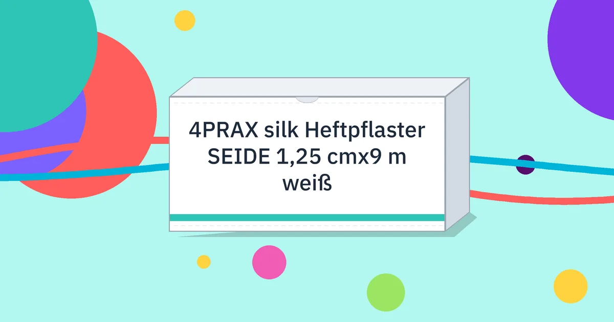 Symbolbild: Packung mit der Aufschrift 4PRAX silk Heftpflaster SEIDE 1,25 cmx9 m weiß (PZN 20230908) – Verfügbarkeit und Bezug in Apotheken in Frankfurt am Main