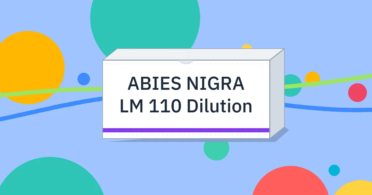 Symbolbild: Packung mit der Aufschrift ABIES NIGRA LM 110 Dilution (PZN 13261044) – Verfügbarkeit und Bezug in Apotheken in Frankfurt am Main