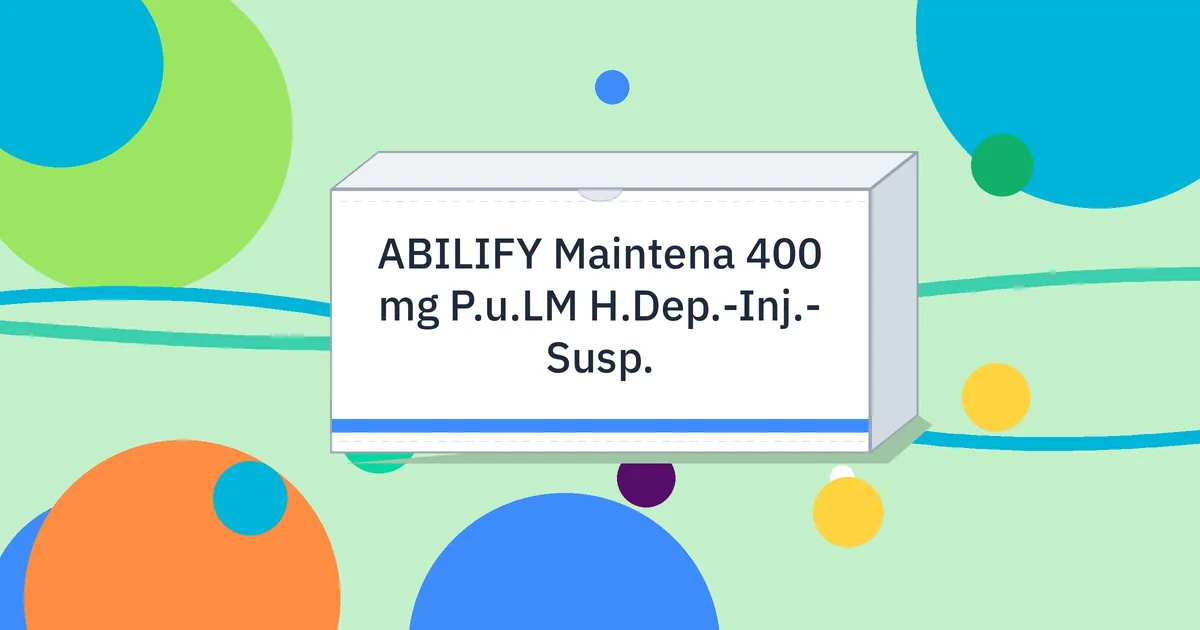 Symbolbild: Packung mit der Aufschrift ABILIFY Maintena 400 mg P.u.LM H.Dep.-Inj.-Susp. (PZN 19197175) – Verfügbarkeit und Bezug in Apotheken in Frankfurt am Main