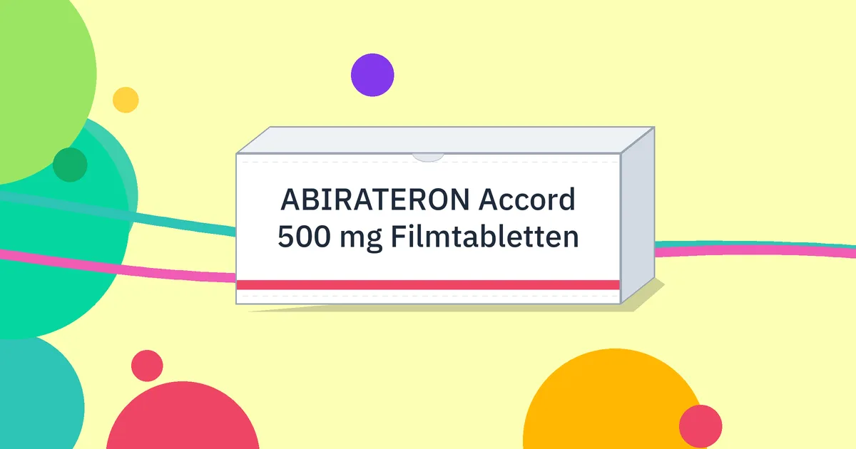 Symbolbild: Packung mit der Aufschrift ABIRATERON Accord 500 mg Filmtabletten (PZN 17997322) – Verfügbarkeit und Bezug in Apotheken in Frankfurt am Main