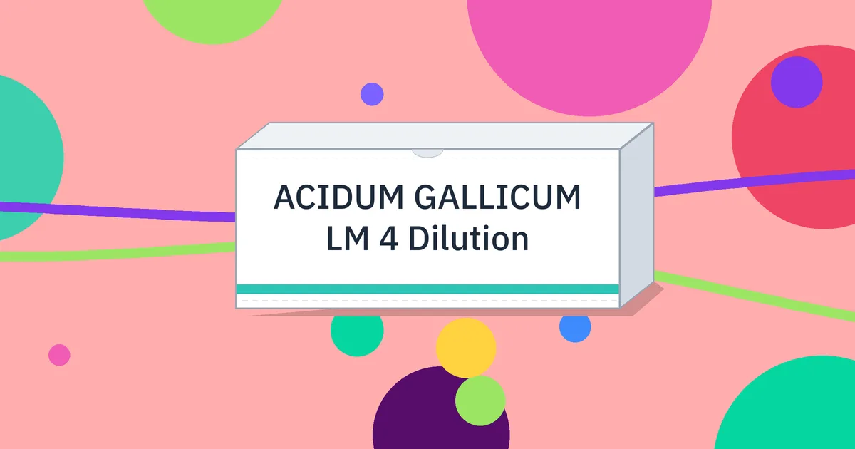 Symbolbild: Packung mit der Aufschrift ACIDUM GALLICUM LM 4 Dilution (PZN 13275201) – Verfügbarkeit und Bezug in Apotheken in Frankfurt am Main