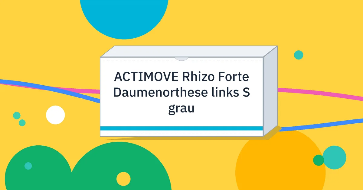 Symbolbild: Packung mit der Aufschrift ACTIMOVE Rhizo Forte Daumenorthese links S grau (PZN 17949234) – Verfügbarkeit und Bezug in Apotheken in Frankfurt am Main