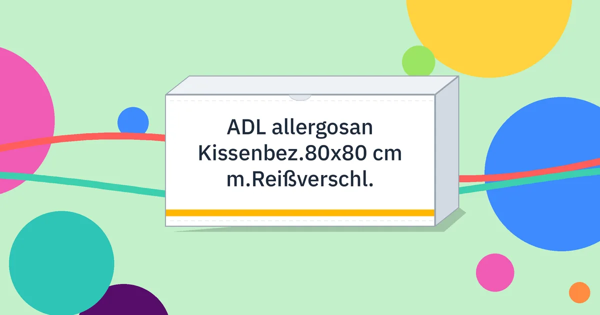 Symbolbild: Packung mit der Aufschrift ADL allergosan Kissenbez.80x80 cm m.Reißverschl. (PZN 08858320) – Verfügbarkeit und Bezug in Apotheken in Frankfurt am Main