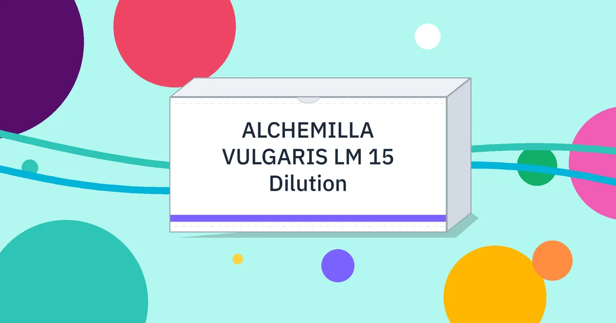 Symbolbild: Packung mit der Aufschrift ALCHEMILLA VULGARIS LM 15 Dilution (PZN 13308828) – Verfügbarkeit und Bezug in Apotheken in Frankfurt am Main