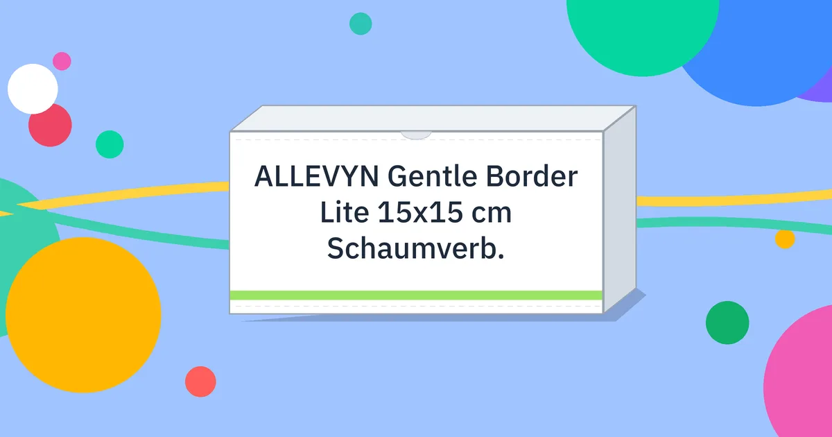Symbolbild: Packung mit der Aufschrift ALLEVYN Gentle Border Lite 15x15 cm Schaumverb. (PZN 02172544) – Verfügbarkeit und Bezug in Apotheken in Frankfurt am Main