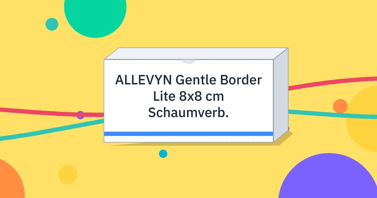 Symbolbild: Packung mit der Aufschrift ALLEVYN Gentle Border Lite 8x8 cm Schaumverb. (PZN 16596236) – Verfügbarkeit und Bezug in Apotheken in Frankfurt am Main