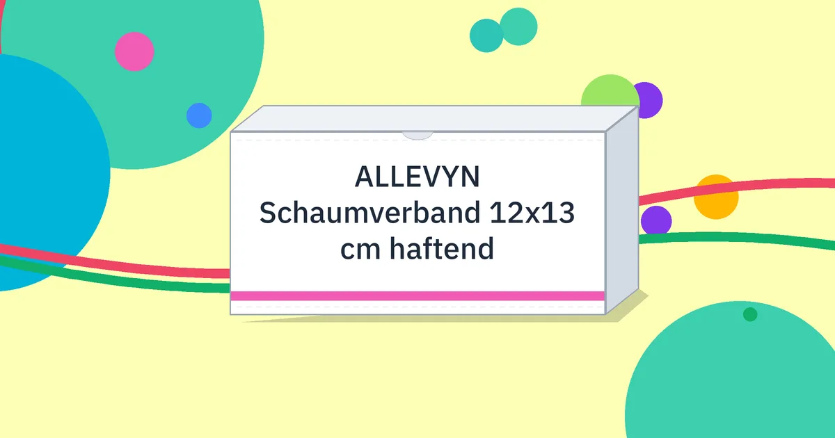 Symbolbild: Packung mit der Aufschrift ALLEVYN Schaumverband 12x13 cm haftend (PZN 03726306) – Verfügbarkeit und Bezug in Apotheken in Frankfurt am Main