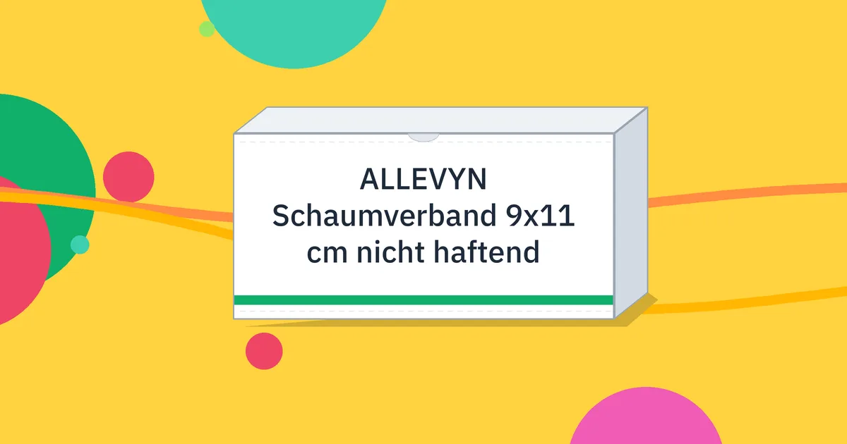 Symbolbild: Packung mit der Aufschrift ALLEVYN Schaumverband 9x11 cm nicht haftend (PZN 13249103) – Verfügbarkeit und Bezug in Apotheken in Frankfurt am Main
