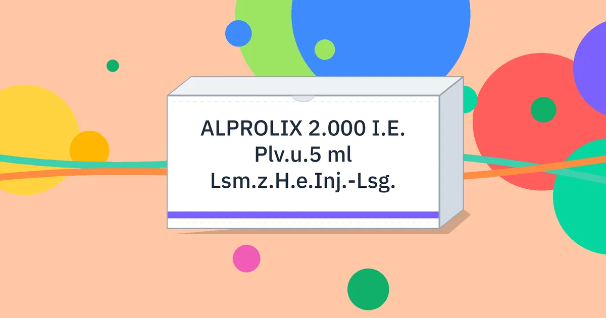 Symbolbild: Packung mit der Aufschrift ALPROLIX 2.000 I.E. Plv.u.5 ml Lsm.z.H.e.Inj.-Lsg. (PZN 11711135) – Verfügbarkeit und Bezug in Apotheken in Frankfurt am Main