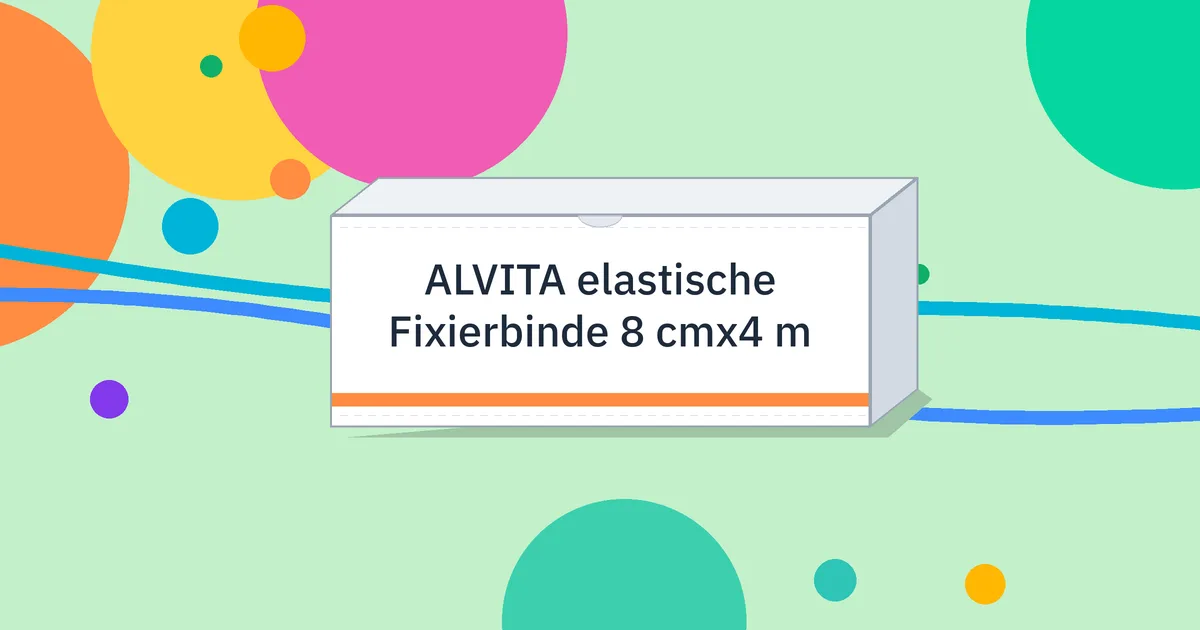 Symbolbild: Packung mit der Aufschrift ALVITA elastische Fixierbinde 8 cmx4 m (PZN 16811516) – Verfügbarkeit und Bezug in Apotheken in Frankfurt am Main