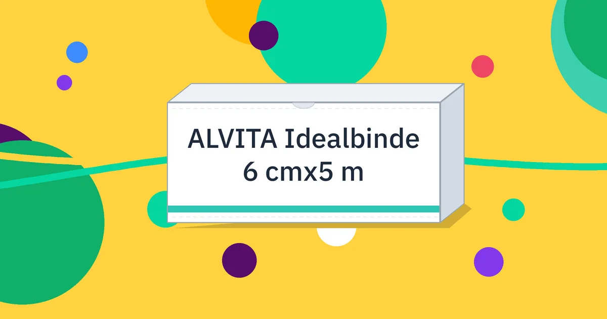 Symbolbild: Packung mit der Aufschrift ALVITA Idealbinde 6 cmx5 m (PZN 16811315) – Verfügbarkeit und Bezug in Apotheken in Frankfurt am Main