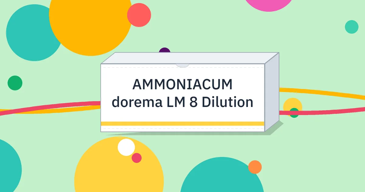 Symbolbild: Packung mit der Aufschrift AMMONIACUM dorema LM 8 Dilution (PZN 13318933) – Verfügbarkeit und Bezug in Apotheken in Frankfurt am Main