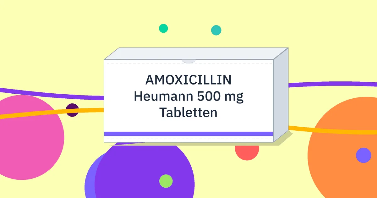 Symbolbild: Packung mit der Aufschrift AMOXICILLIN Heumann 500 mg Tabletten (PZN 17453421) – Verfügbarkeit und Bezug in Apotheken in Frankfurt am Main