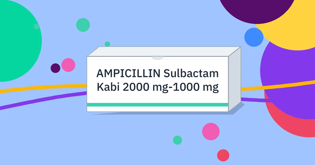 Symbolbild: Packung mit der Aufschrift AMPICILLIN Sulbactam Kabi 2000 mg-1000 mg (PZN 03789123) – Verfügbarkeit und Bezug in Apotheken in Frankfurt am Main