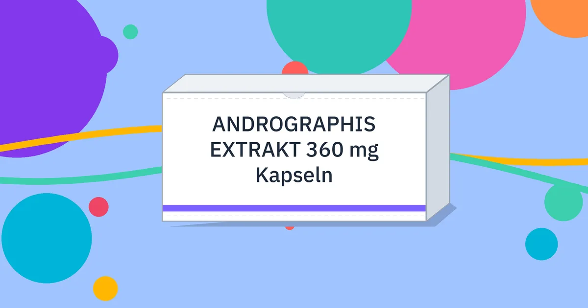 Symbolbild: Packung mit der Aufschrift ANDROGRAPHIS EXTRAKT 360 mg Kapseln (PZN 19642238) – Verfügbarkeit und Bezug in Apotheken in Frankfurt am Main