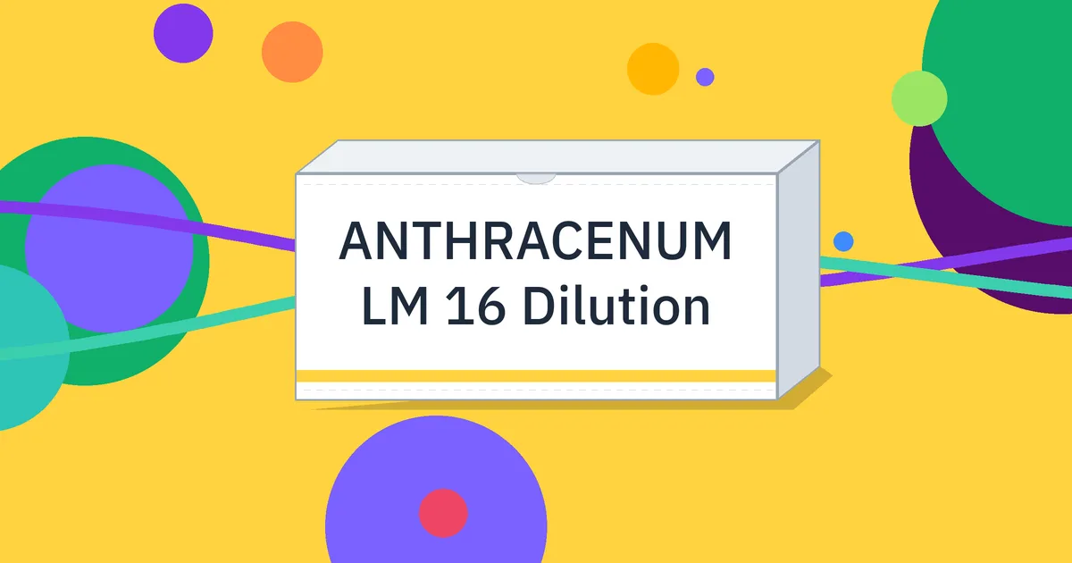 Symbolbild: Packung mit der Aufschrift ANTHRACENUM LM 16 Dilution (PZN 13370359) – Verfügbarkeit und Bezug in Apotheken in Frankfurt am Main