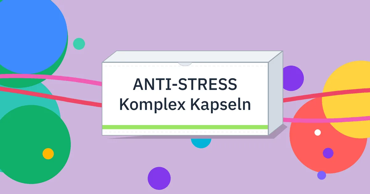 Symbolbild: Packung mit der Aufschrift ANTI-STRESS Komplex Kapseln (PZN 13753273) – Verfügbarkeit und Bezug in Apotheken in Frankfurt am Main