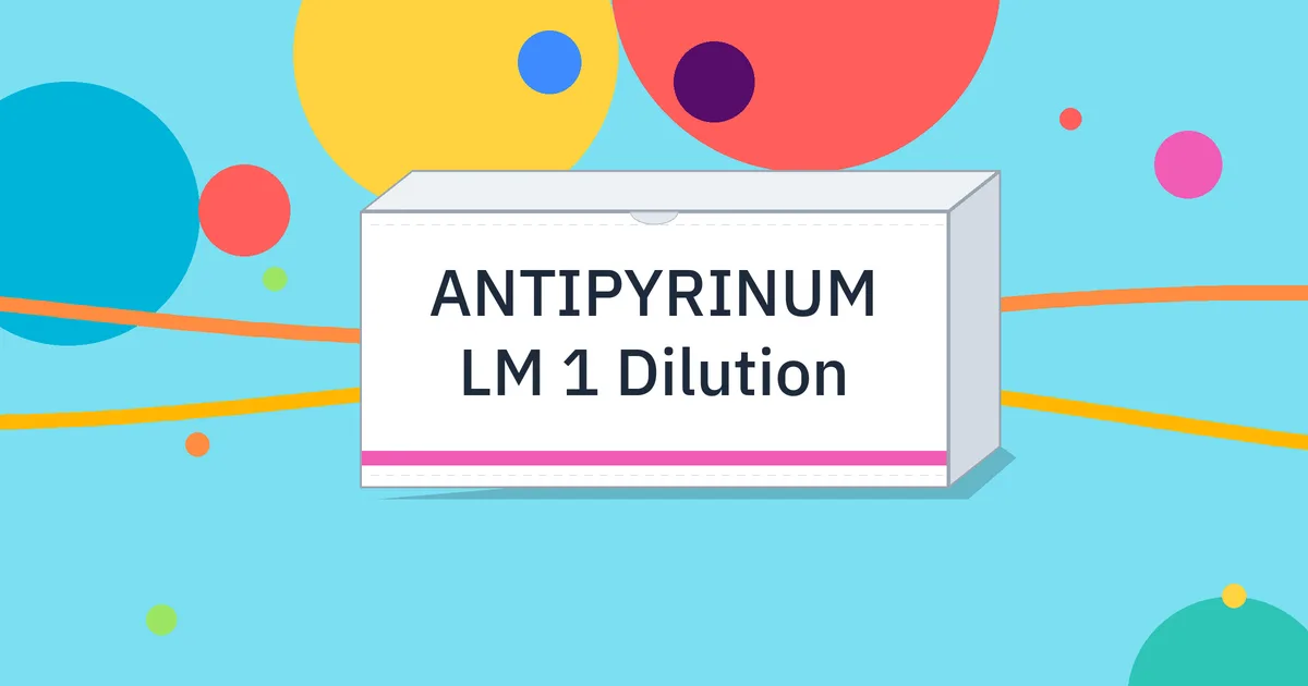 Symbolbild: Packung mit der Aufschrift ANTIPYRINUM LM 1 Dilution (PZN 13376066) – Verfügbarkeit und Bezug in Apotheken in Frankfurt am Main