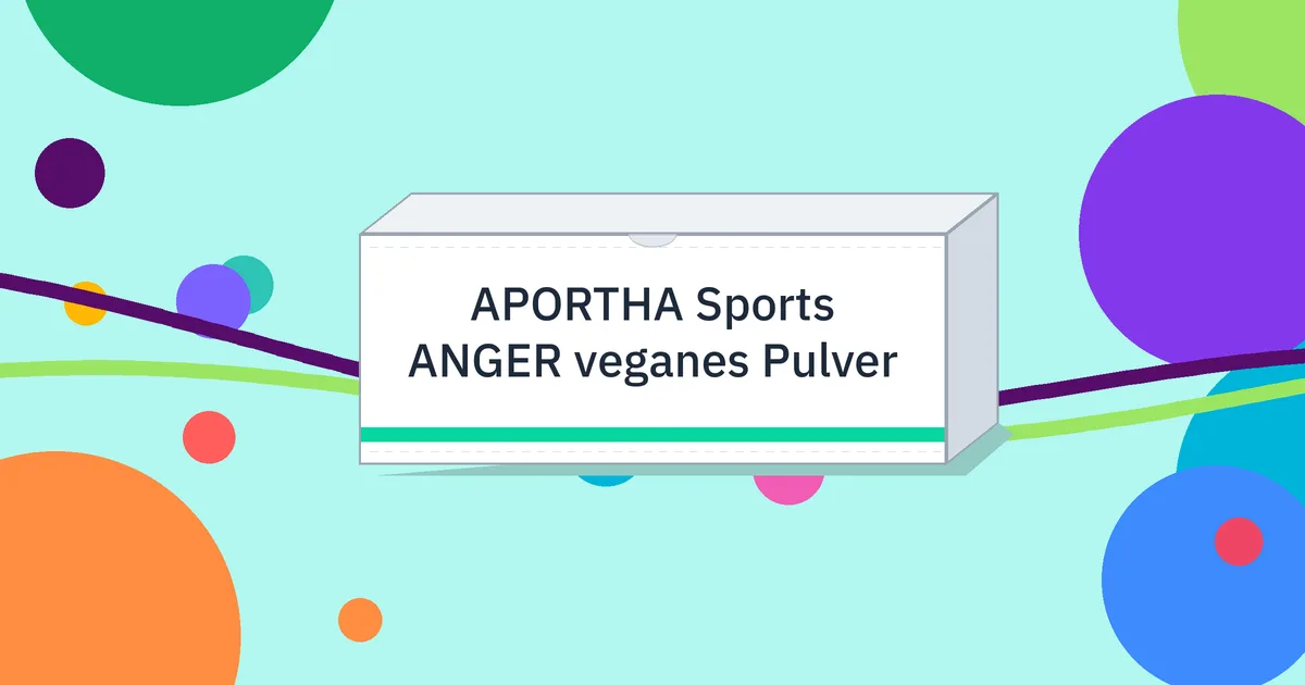 Symbolbild: Packung mit der Aufschrift APORTHA Sports ANGER veganes Pulver (PZN 19731060) – Verfügbarkeit und Bezug in Apotheken in Frankfurt am Main