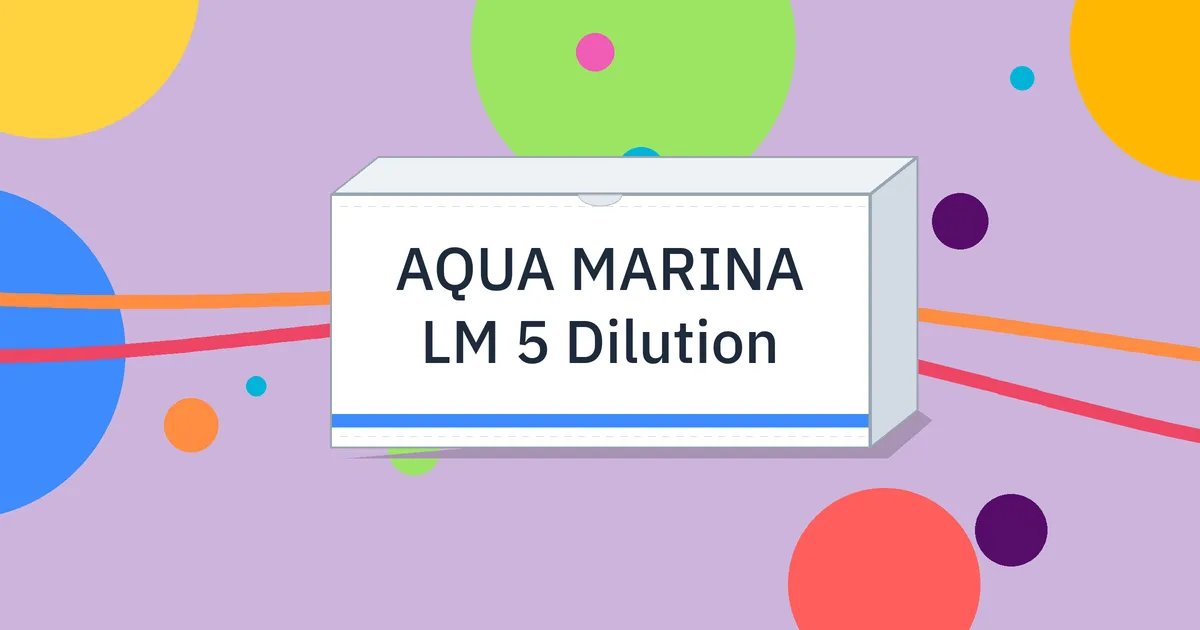 Symbolbild: Packung mit der Aufschrift AQUA MARINA LM 5 Dilution (PZN 12765446) – Verfügbarkeit und Bezug in Apotheken in Frankfurt am Main
