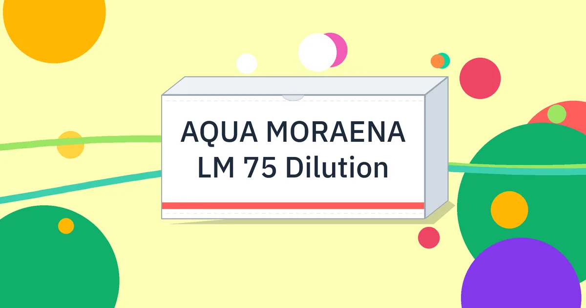 Symbolbild: Packung mit der Aufschrift AQUA MORAENA LM 75 Dilution (PZN 13755639) – Verfügbarkeit und Bezug in Apotheken in Frankfurt am Main
