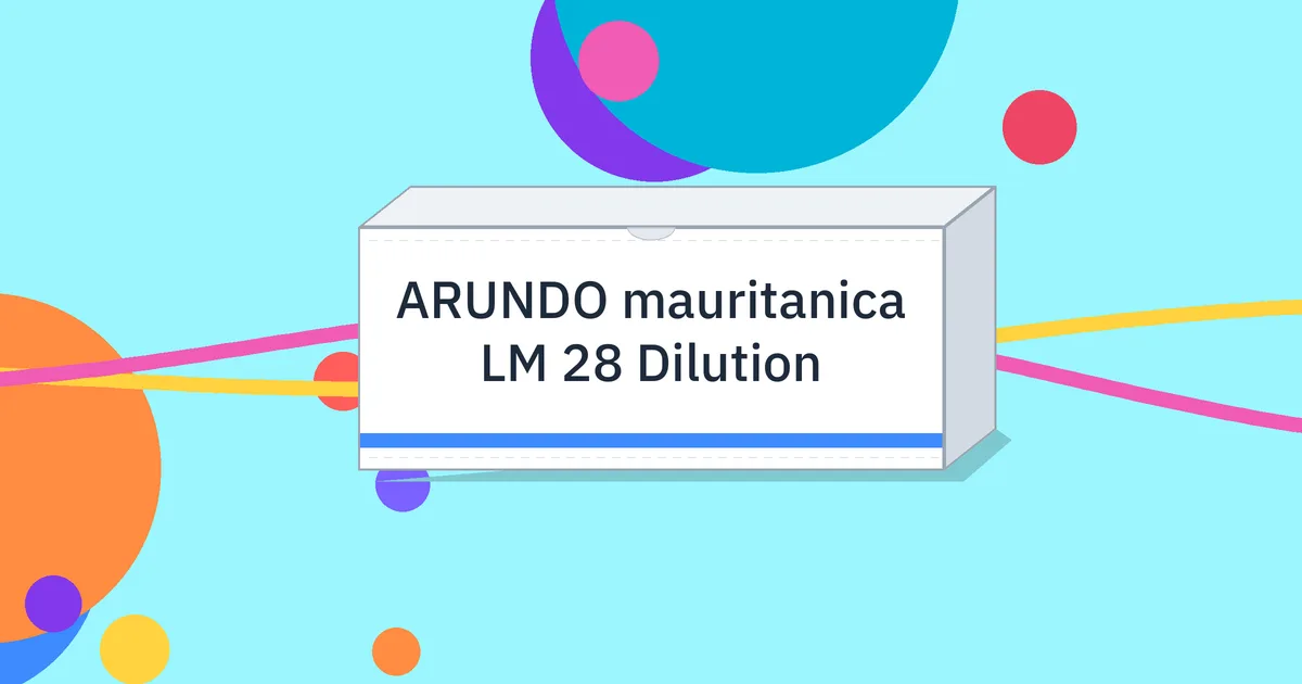 Symbolbild: Packung mit der Aufschrift ARUNDO mauritanica LM 28 Dilution (PZN 12781296) – Verfügbarkeit und Bezug in Apotheken in Frankfurt am Main