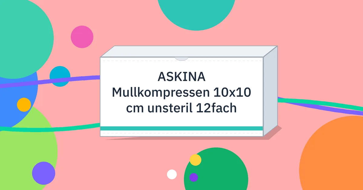 Symbolbild: Packung mit der Aufschrift ASKINA Mullkompressen 10x10 cm unsteril 12fach (PZN 12735623) – Verfügbarkeit und Bezug in Apotheken in Frankfurt am Main