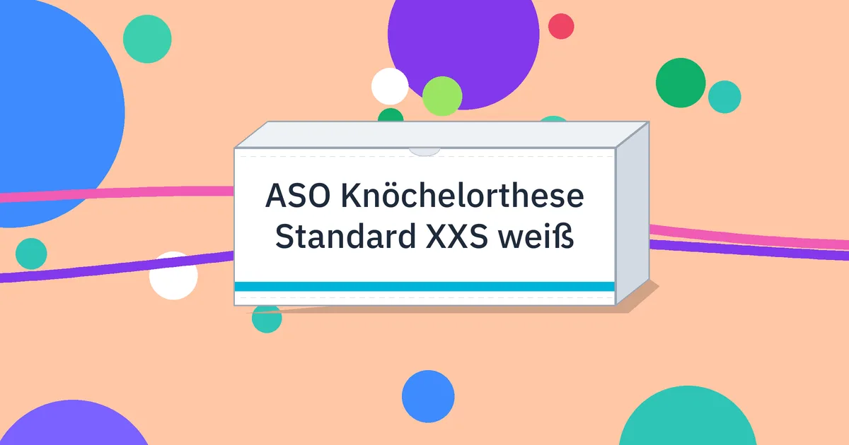 Symbolbild: Packung mit der Aufschrift ASO Knöchelorthese Standard XXS weiß (PZN 10839465) – Verfügbarkeit und Bezug in Apotheken in Frankfurt am Main