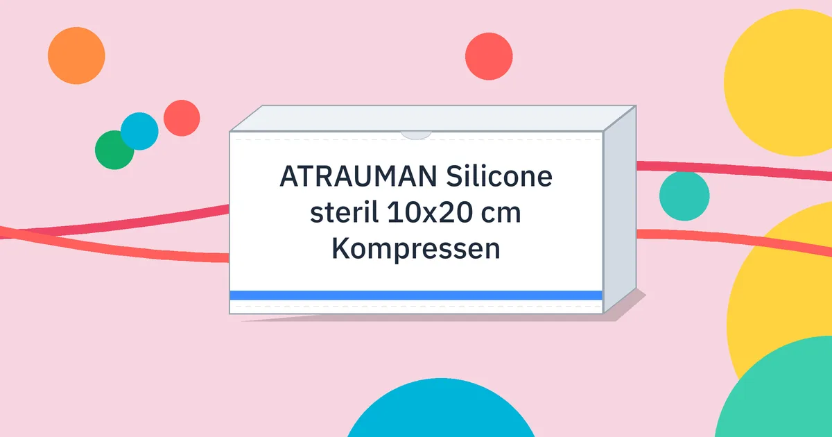 Symbolbild: Packung mit der Aufschrift ATRAUMAN Silicone steril 10x20 cm Kompressen (PZN 16905967) – Verfügbarkeit und Bezug in Apotheken in Frankfurt am Main