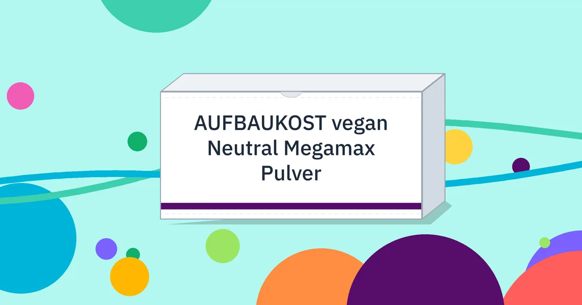 Symbolbild: Packung mit der Aufschrift AUFBAUKOST vegan Neutral Megamax Pulver (PZN 18497260) – Verfügbarkeit und Bezug in Apotheken in Frankfurt am Main