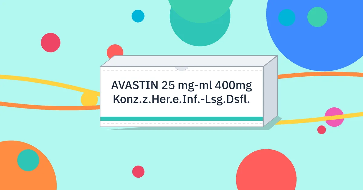 Symbolbild: Packung mit der Aufschrift AVASTIN 25 mg-ml 400mg Konz.z.Her.e.Inf.-Lsg.Dsfl. (PZN 11563769) – Verfügbarkeit und Bezug in Apotheken in Frankfurt am Main