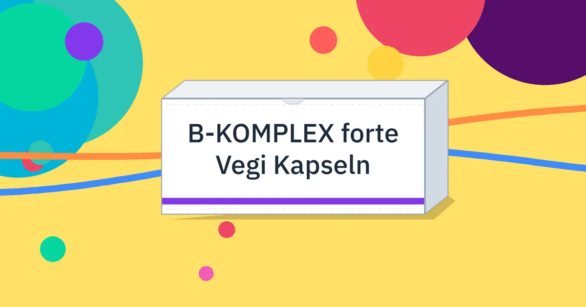 Symbolbild: Packung mit der Aufschrift B-KOMPLEX forte Vegi Kapseln (PZN 15245569) – Verfügbarkeit und Bezug in Apotheken in Frankfurt am Main