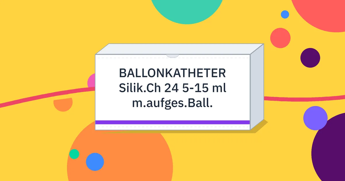 Symbolbild: Packung mit der Aufschrift BALLONKATHETER Silik.Ch 24 5-15 ml m.aufges.Ball. (PZN 01048411) – Verfügbarkeit und Bezug in Apotheken in Frankfurt am Main