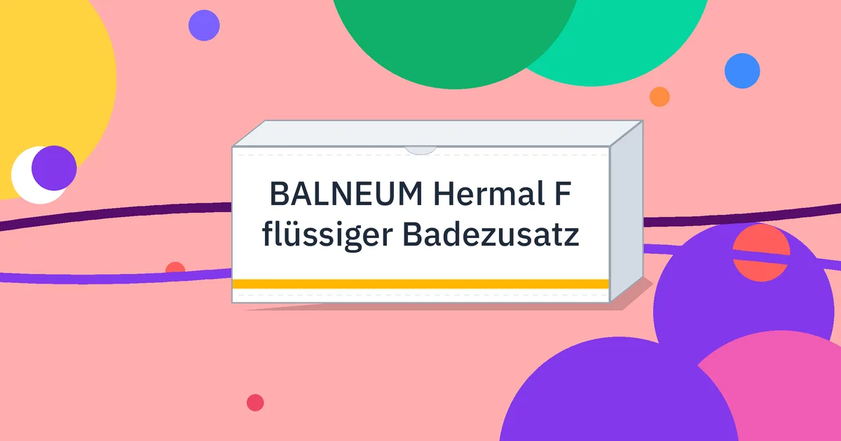 Symbolbild: Packung mit der Aufschrift BALNEUM Hermal F flüssiger Badezusatz (PZN 04291388) – Verfügbarkeit und Bezug in Apotheken in Frankfurt am Main