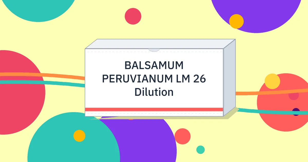 Symbolbild: Packung mit der Aufschrift BALSAMUM PERUVIANUM LM 26 Dilution (PZN 12787376) – Verfügbarkeit und Bezug in Apotheken in Frankfurt am Main